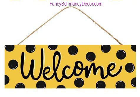 15" L X 5" H Welcome Bumblebee Black Dots Sign – FancySchmancyDecor