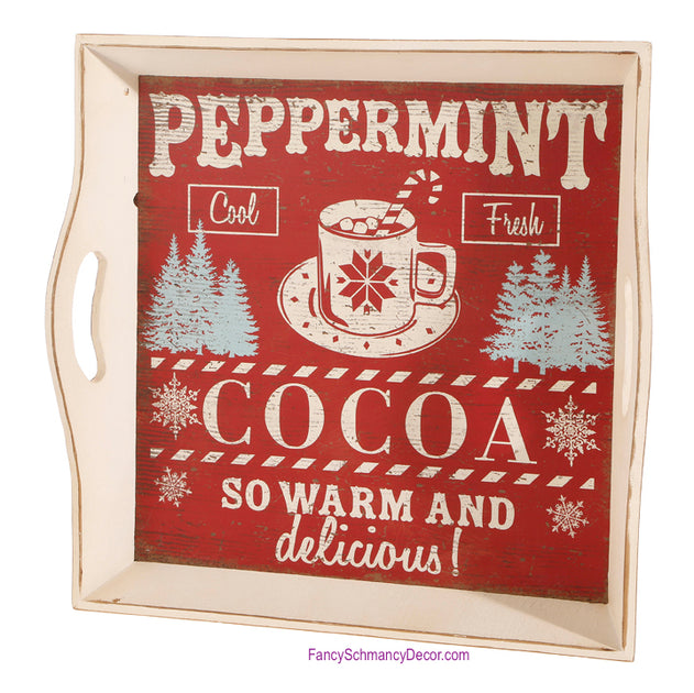 Winter Holidays Peppermint Cocoa Tray by Raz Imports – FancySchmancyDecor